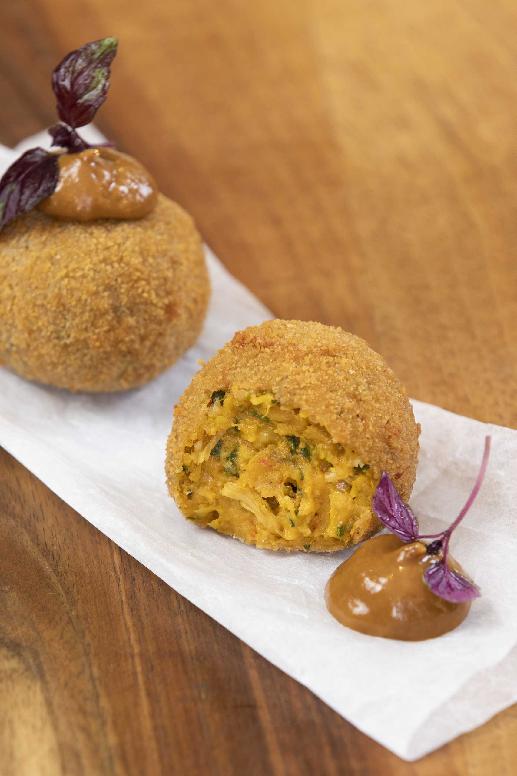 U.S. Sweet Potato and Kimchi Balls with Shiitake Seaweed Aioli – DelicioUS!