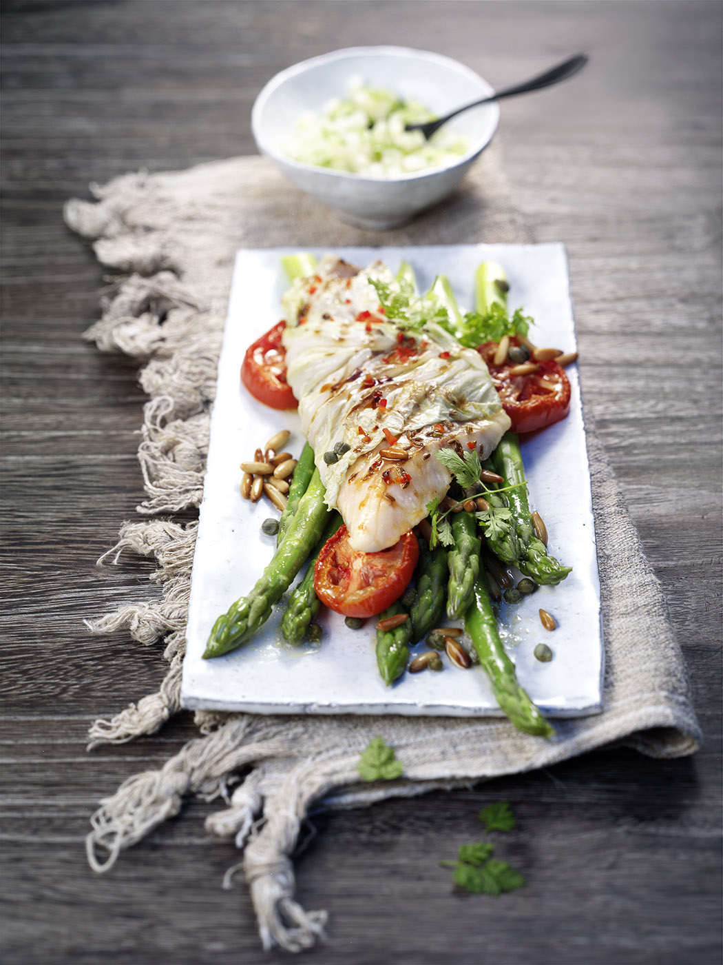 Grilled Alaska Pollock Filet on Green Asparagus Salad – DelicioUS!