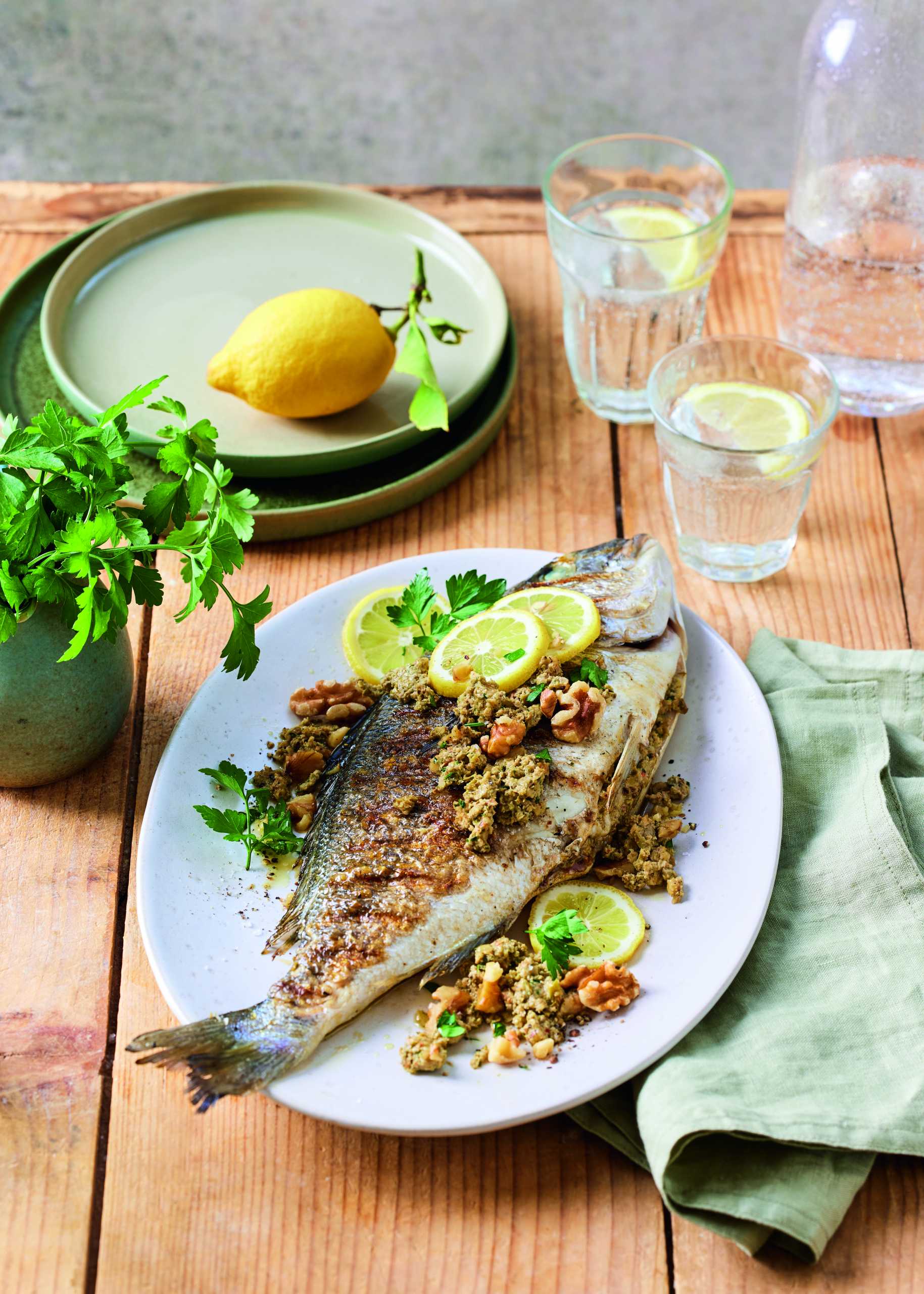 Dorade with Olive Walnut Tapenade – DelicioUS!