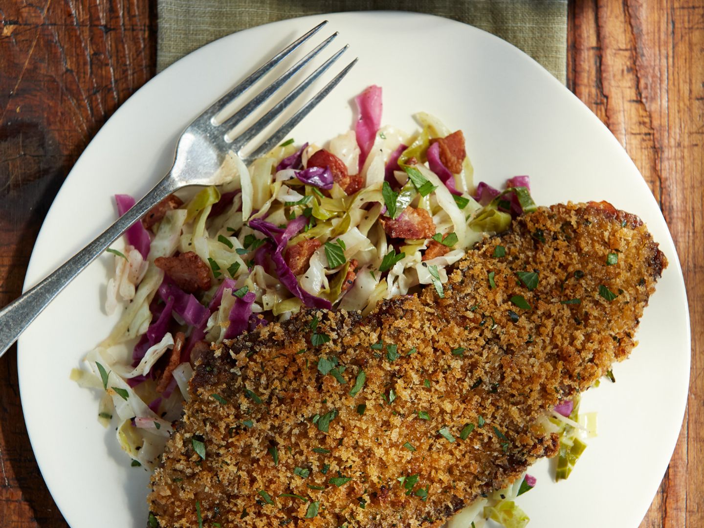 Bavarian Beef Schnitzel with Warm Tangy Slaw – DelicioUS!